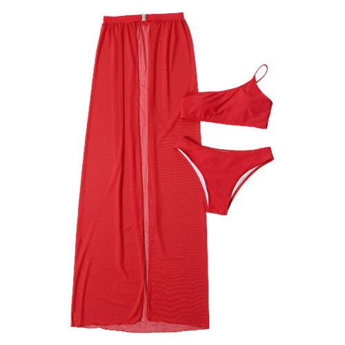 Womens Sexy Summer 3 Piece Bikini Set Solid Color One Shoulder Tube Top For Triangle Bottom