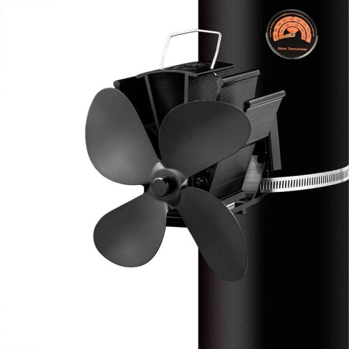Blades Wood Stove Blower with Thermometer Fireplace Blower Powered ...