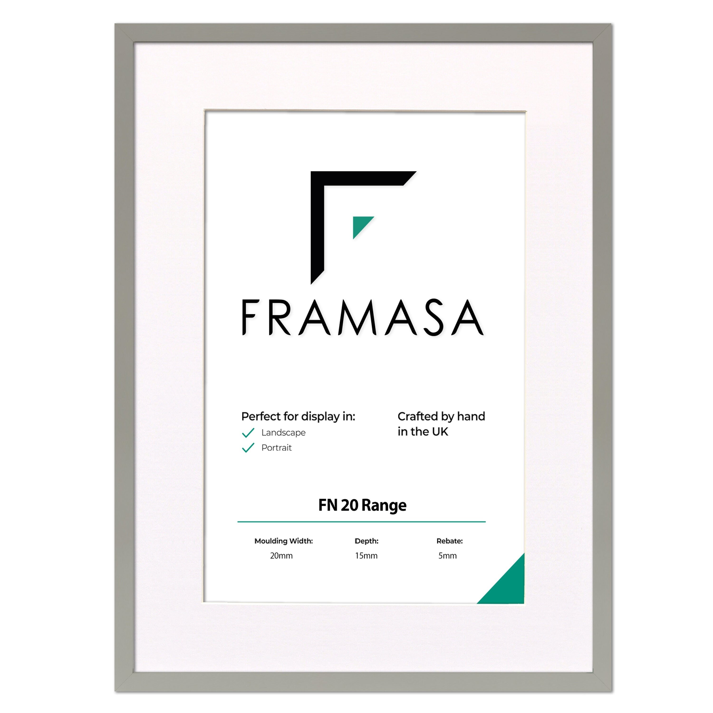 (Grey Frame White Mount, 16x8 Pic (20x12 Frame)) Thin Matt Picture ...