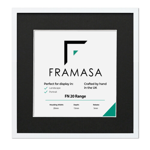 (White Frame Black Mount, 20x20CM Pic (25x25CM Frame)) Thin Matt ...