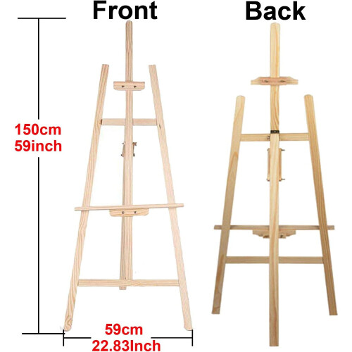 1.5M/59inch Studio Easel Wooden A-Frame Folding Pine Wood Artist Art ...