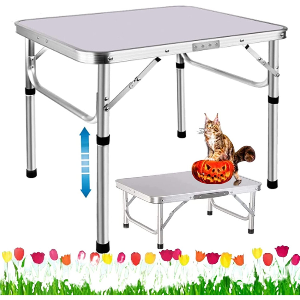 2ft Folding Camping Table with Adjustable Height Portable Foldable Picnic Tables for Outdoor Indoor Kitchen Garden on OnBuy