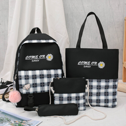 4pcs set school campus students college backpack plaid backpacks school ...