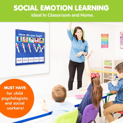 Emotions and Feelings Pocket Chart for Kids with 31 Cards,Social ...