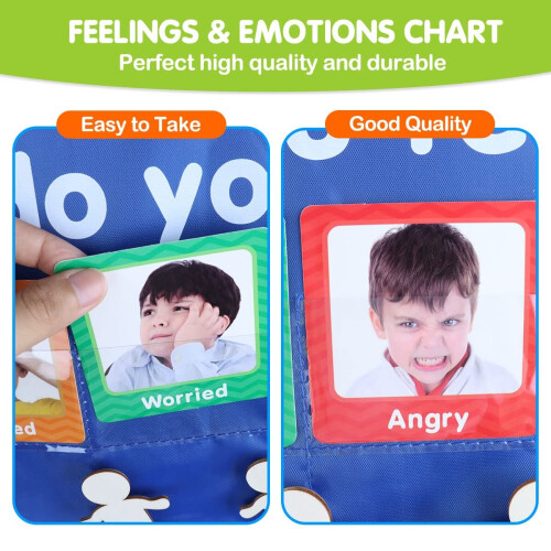 Emotions and Feelings Pocket Chart for Kids with 31 Cards,Social ...