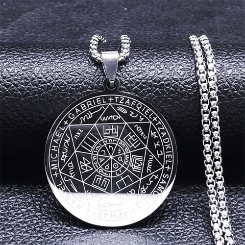 Seven Archangels Amulet Stainless Steel Necklaces Men Seal of Solomon ...