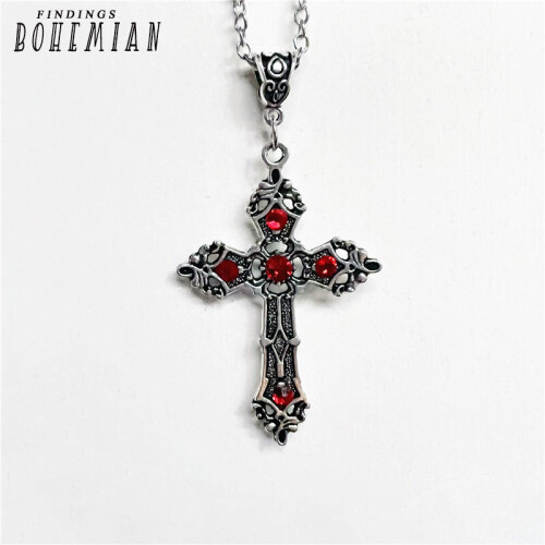 Large Baroque Christian Cross Necklace Silver with Crystals,Gothic ...