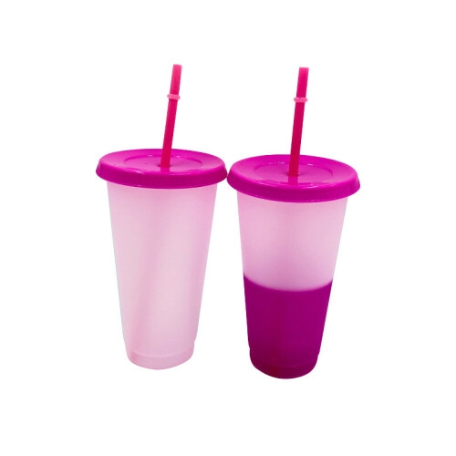 (a-Light yellow as shown) 16/24OZ Color Changing Tumblers Cups With Lid ...