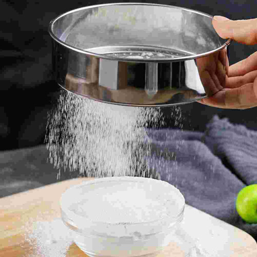 Flour Sifter Sieve Mesh Baking Strainer Fine Stainless Steel Round ...