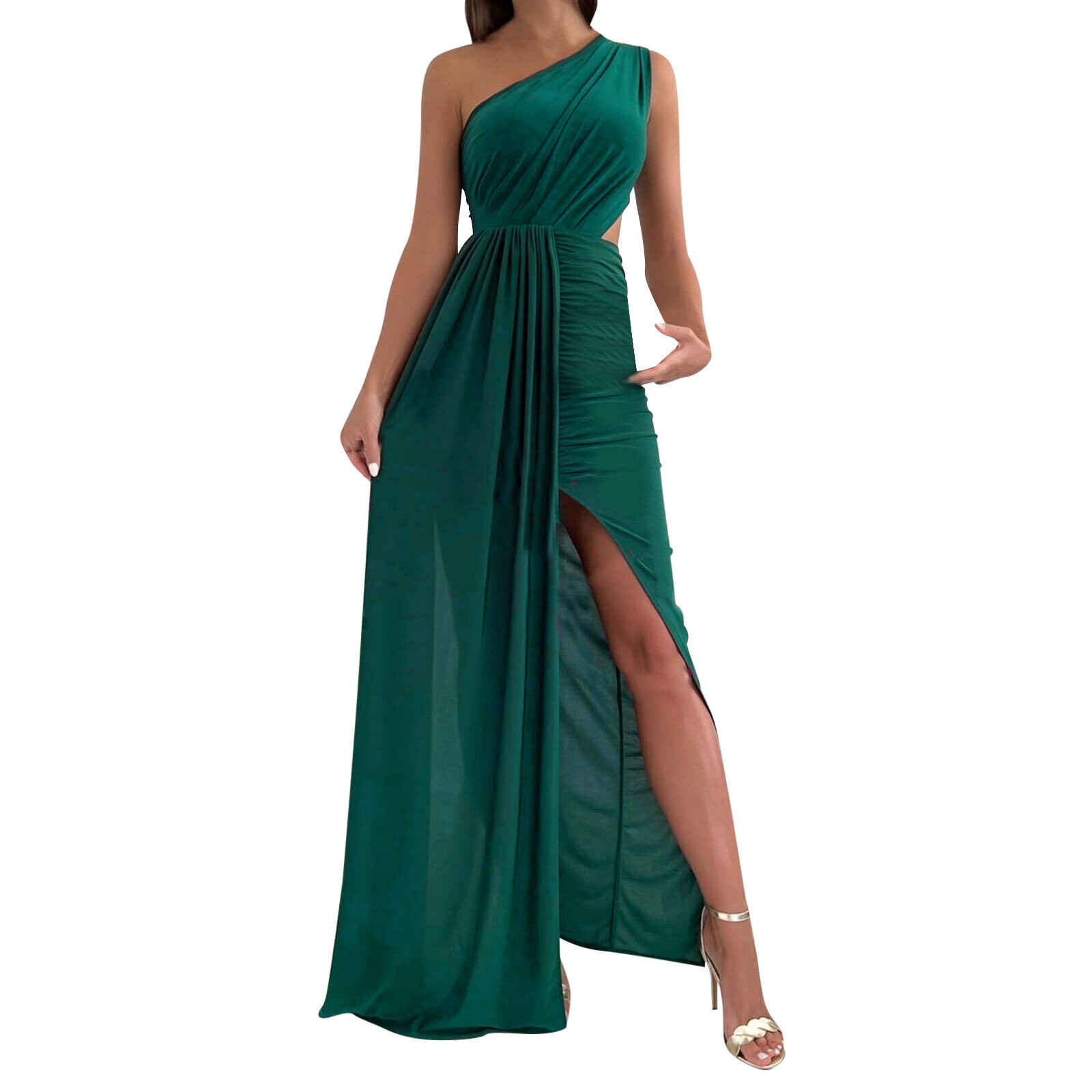 One Shoulder Evening Dresses With Slit Solid Prom Cocktail Gowns Robes ...