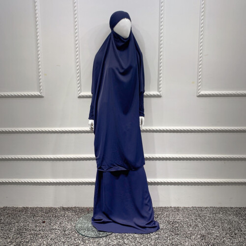 Ramadan 2 Piece Muslim Prayer Garment Sets Women Hijab Abaya Jilbab ...