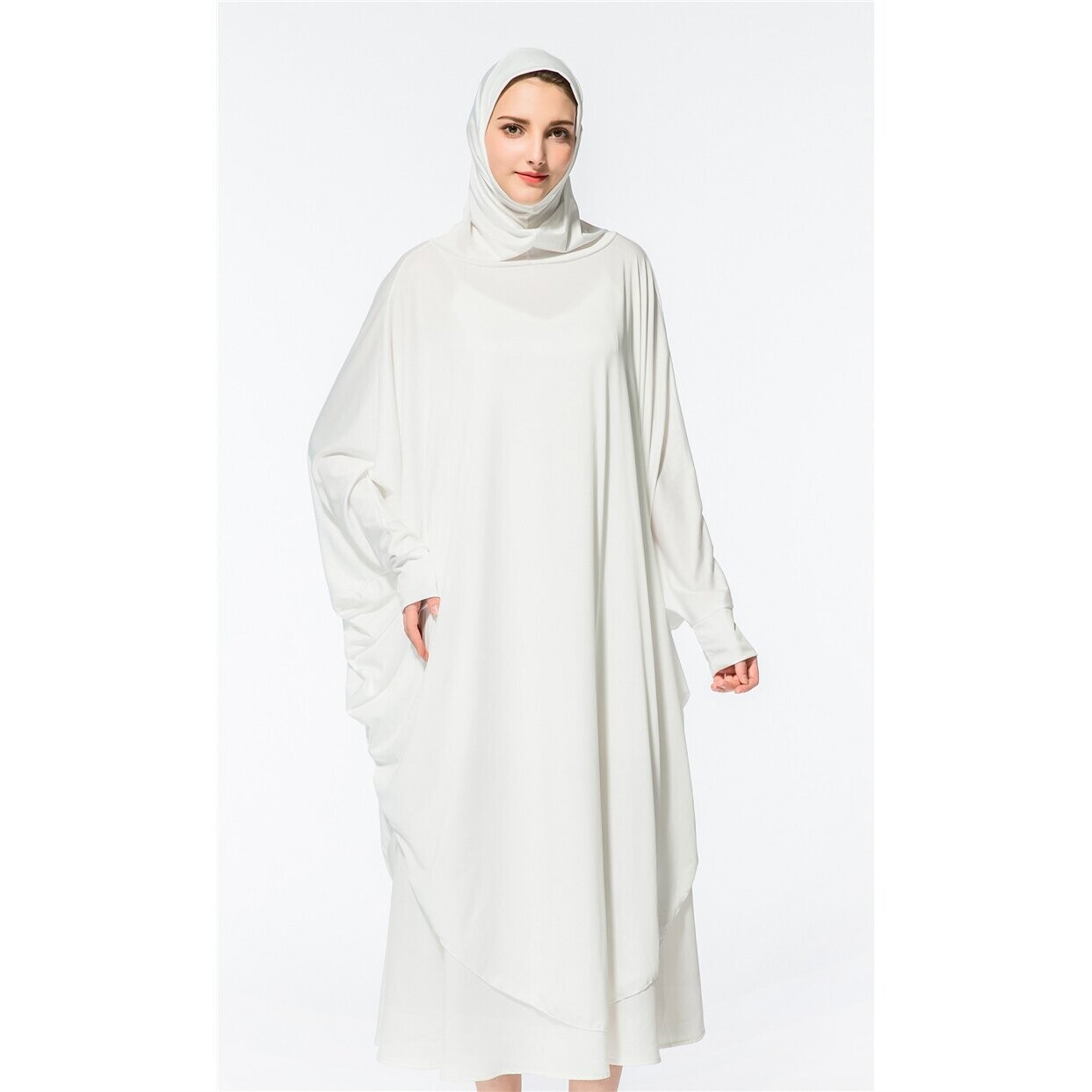 Women Muslim Hijab Abaya Prayer Dress Thobe Gown Bat Sleeve Middle East ...