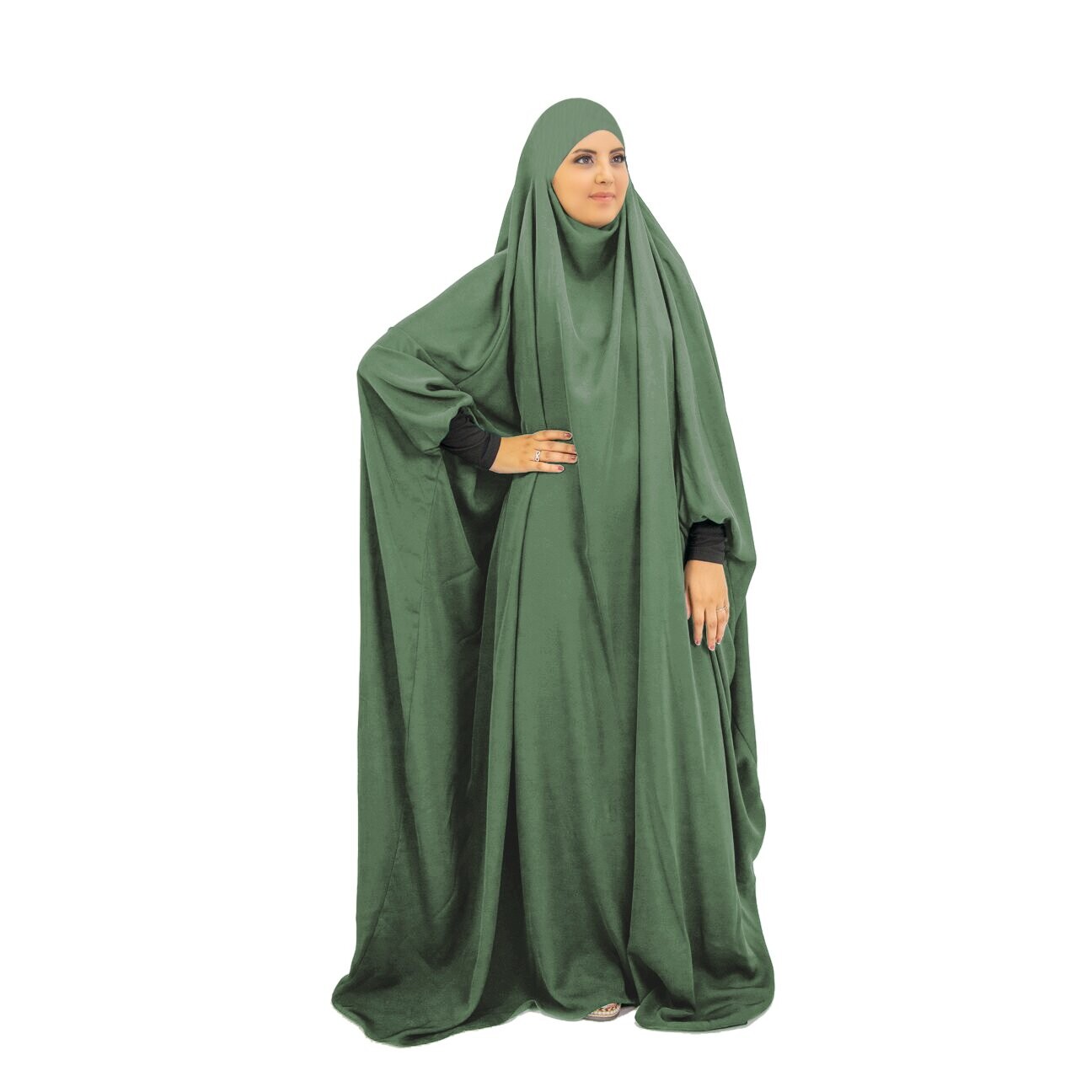 Eid Hooded Muslim Women Hijab Maxi Dress Prayer Garment Set Djellaba ...