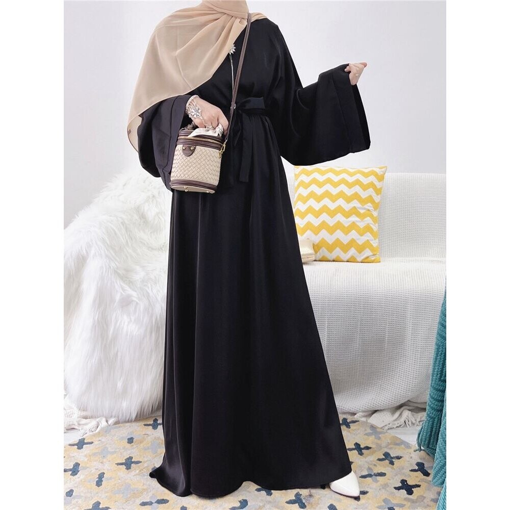 Ramadan Eid Kaftan Satin Abaya Dubai Pakistan Turkey Muslim Hijab Maxi Modest Dress Islamic ...