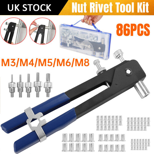 86Pcs Hand Riveter Rivet Gun Kit M3-M8 Threaded Rivet Nut Set Tool on OnBuy