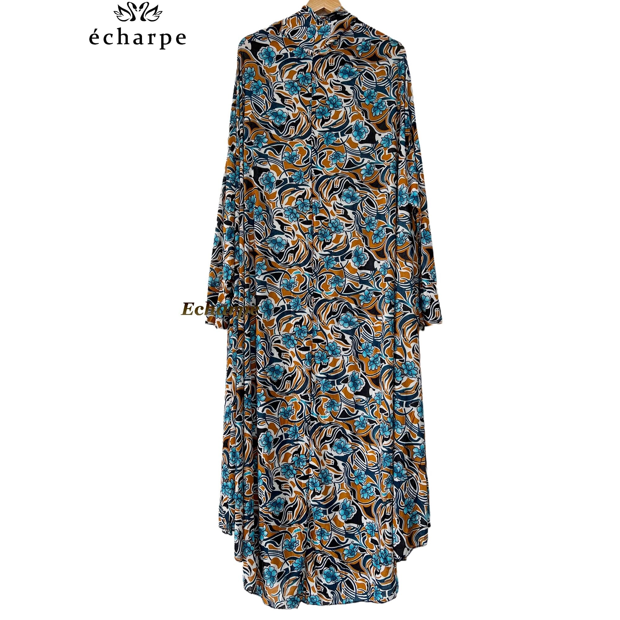 Ramadan Muslim Women Prayer Garment Floral Prints Muslim Hooded Dress ...