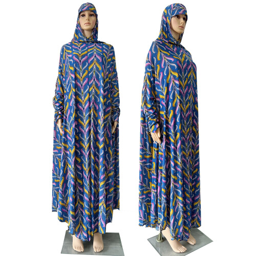 Ramadan Muslim Women Prayer Garment Floral Prints Muslim Hooded Dress ...