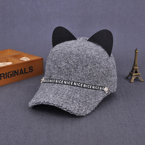 Autumn Women Cat Ear Baseball Cap Cotton Weave Retro Curved Brim Female ...