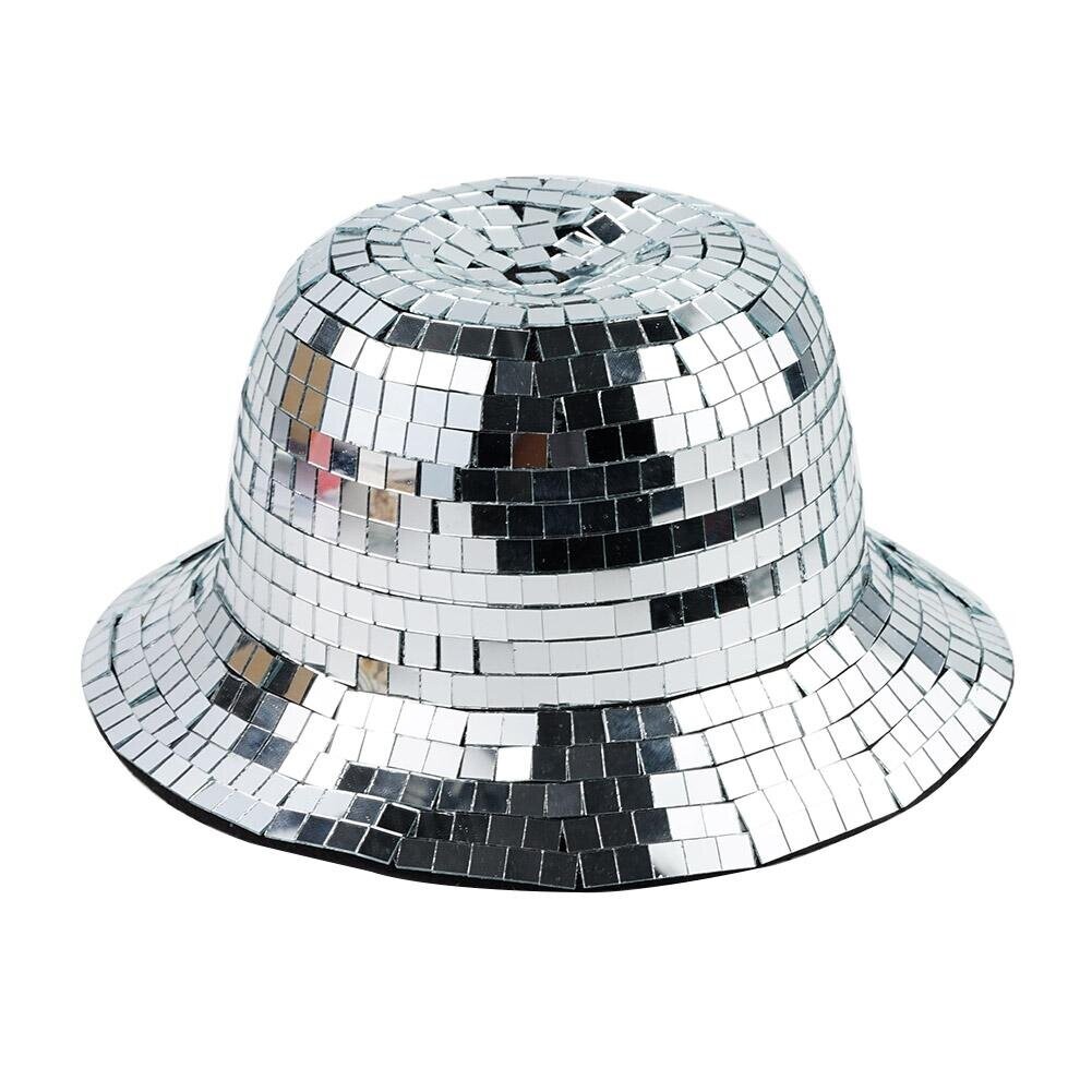 Glitter Mirror Disco Bucket Hat Full Sequin Disco Ball Hats For DJ Club ...