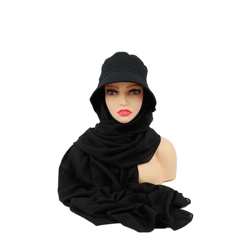 Musilm Women Hijab With Bucket Hat Summer Sun Cap with Chiffon Scarf ...