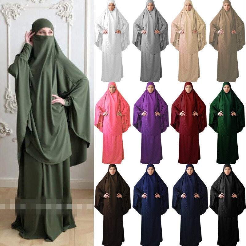 2Pcs Tradition Muslim Women Prayer Niqab Burka Saudi Arabia Hijab Skirt ...