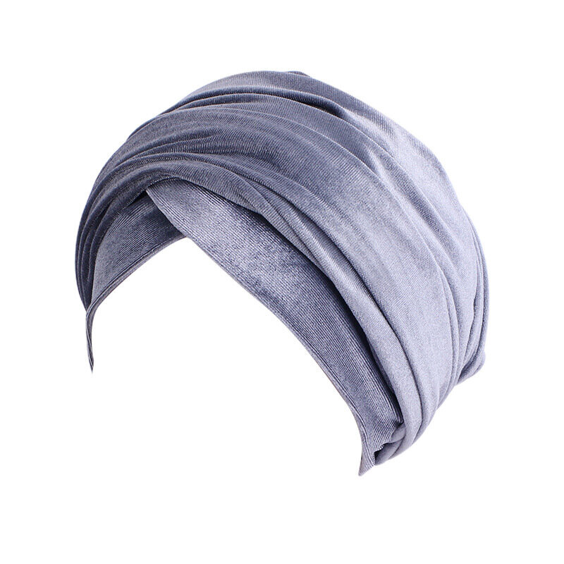 Pleated Velvet Turban Hijab Head Wrap Extra Tube Indian Long Scarf Tie ...