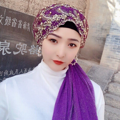Muslim Women Turban Hijab Khimar Hat Embroidery Convenient Hijabs for ...