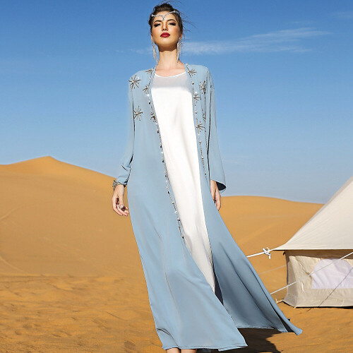 Ramadan Eid Open Abaya Dubai Kimono Kaftan Turkey Islam Muslim Hijab Dress Arabic Abayas for ...