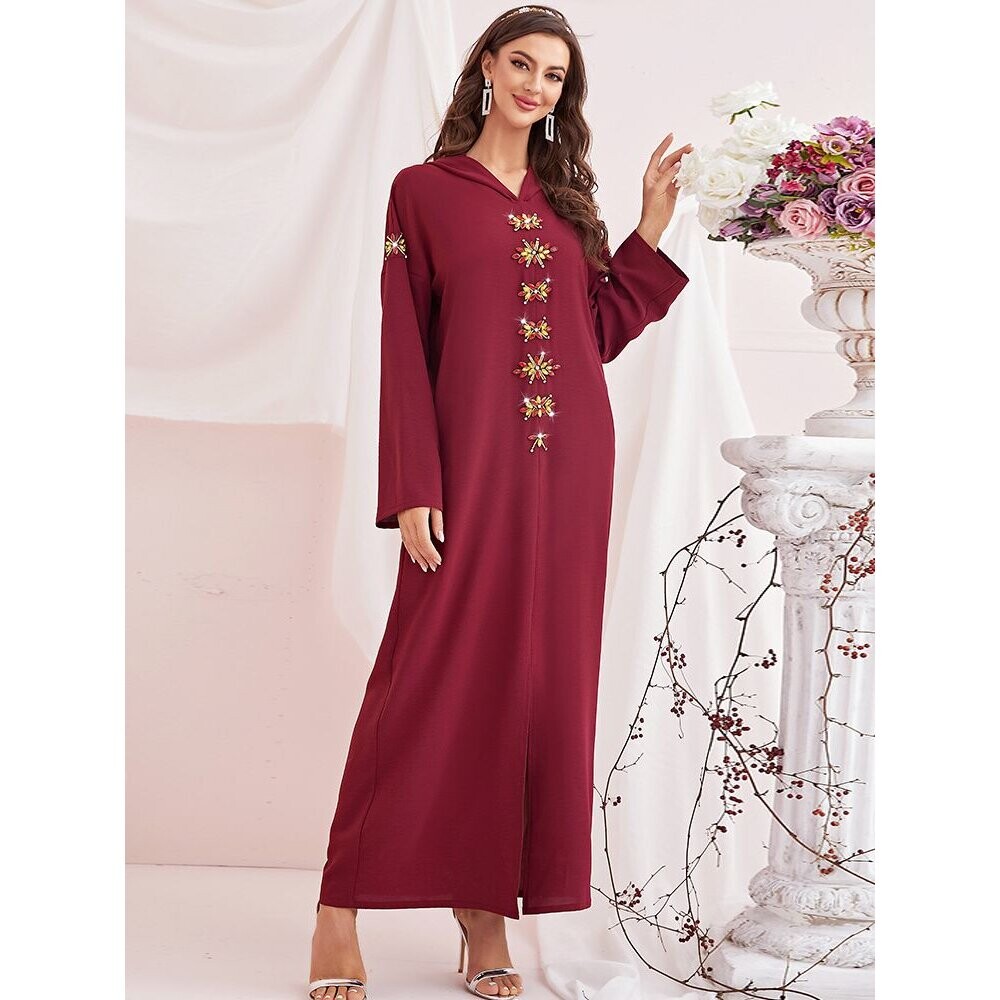 Ramadan Eid Mubarak Red Caftan Abaya Dubai Arabic Turkey Islam Muslim Hijab Modest Dress Kaftans ...