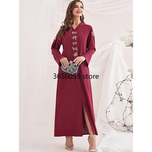 Ramadan Eid Mubarak Red Caftan Abaya Dubai Arabic Turkey Islam Muslim Hijab Modest Dress Kaftans ...