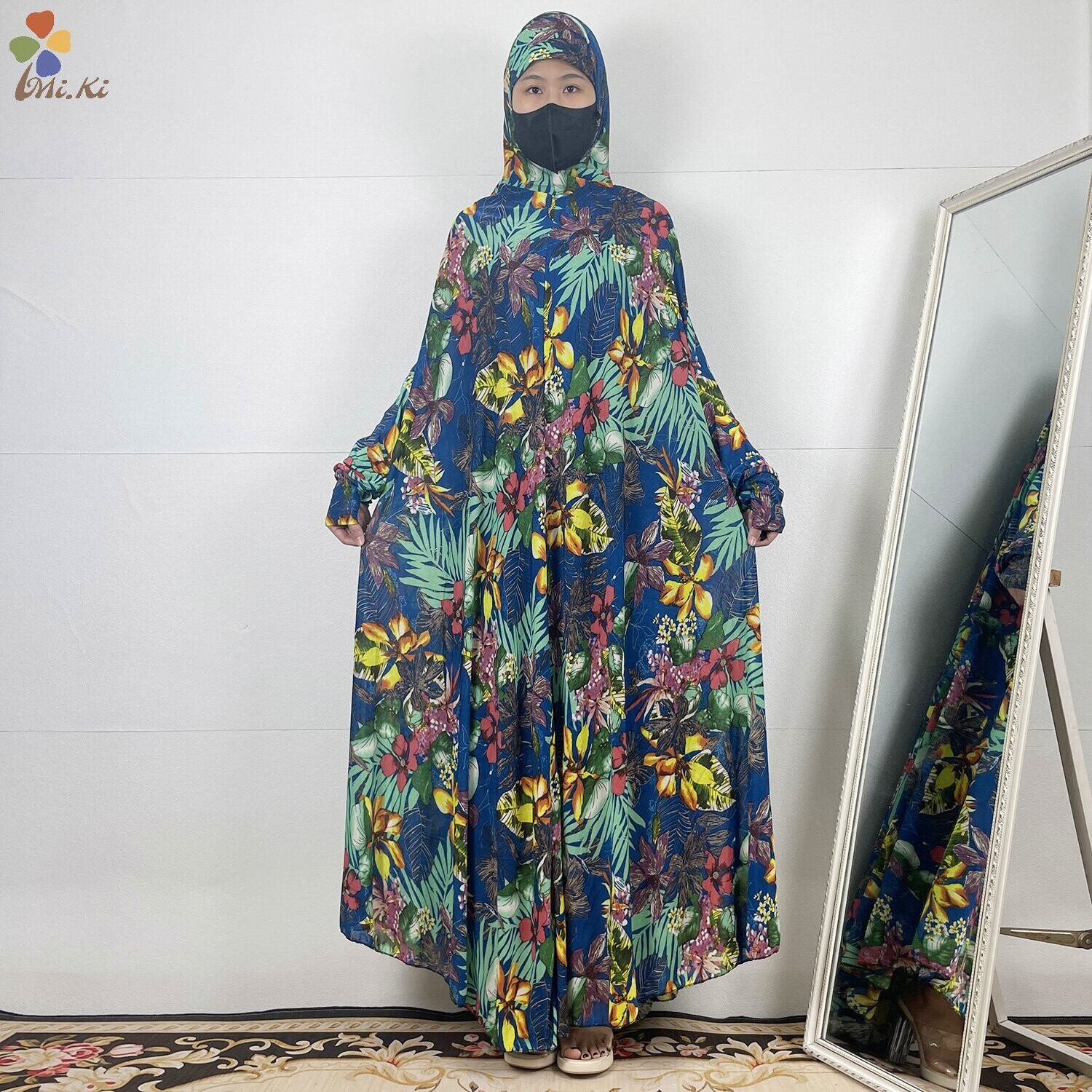 African Prayer Suit Islamic Loose Floral Long Prayer Dress Saudi Arabia ...
