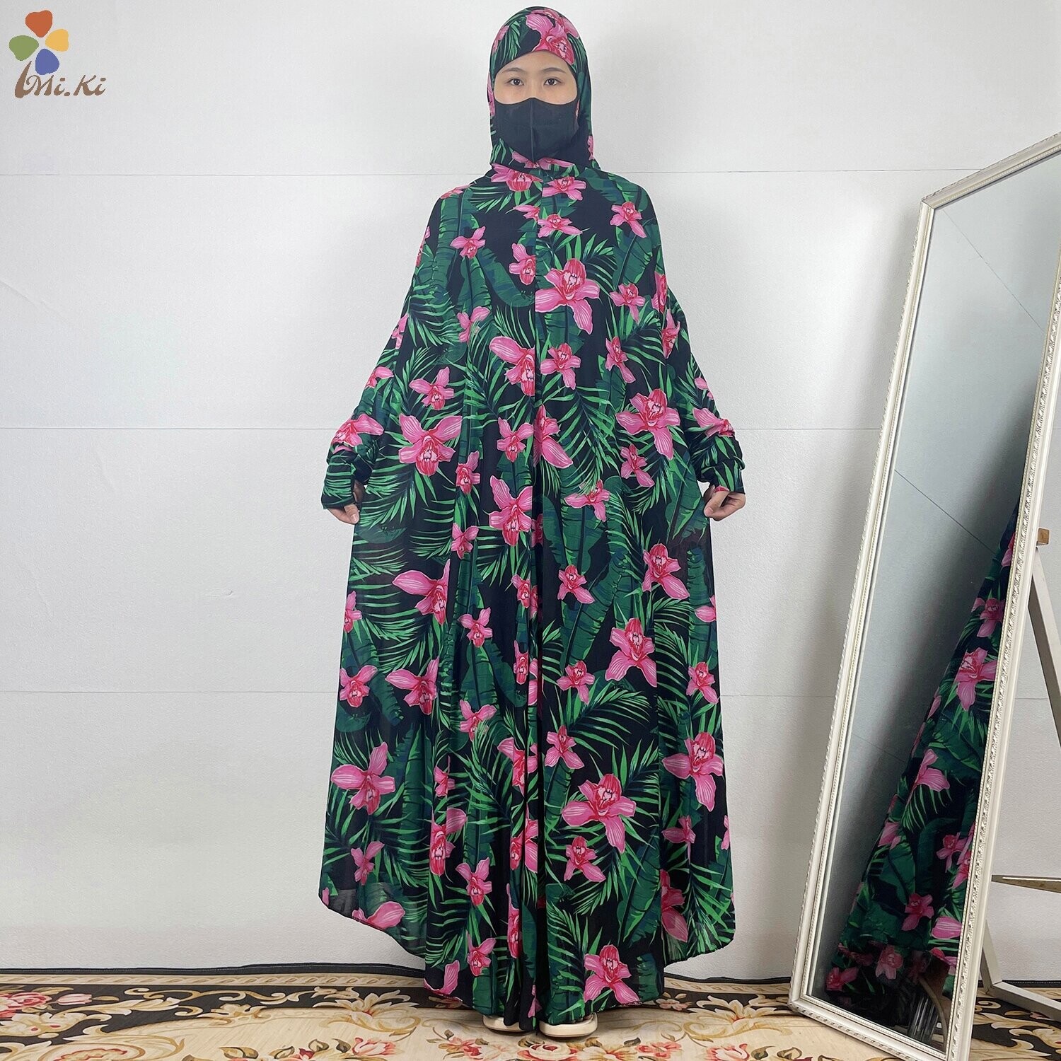 African Prayer Suit Islamic Loose Floral Long Prayer Dress Saudi Arabia ...