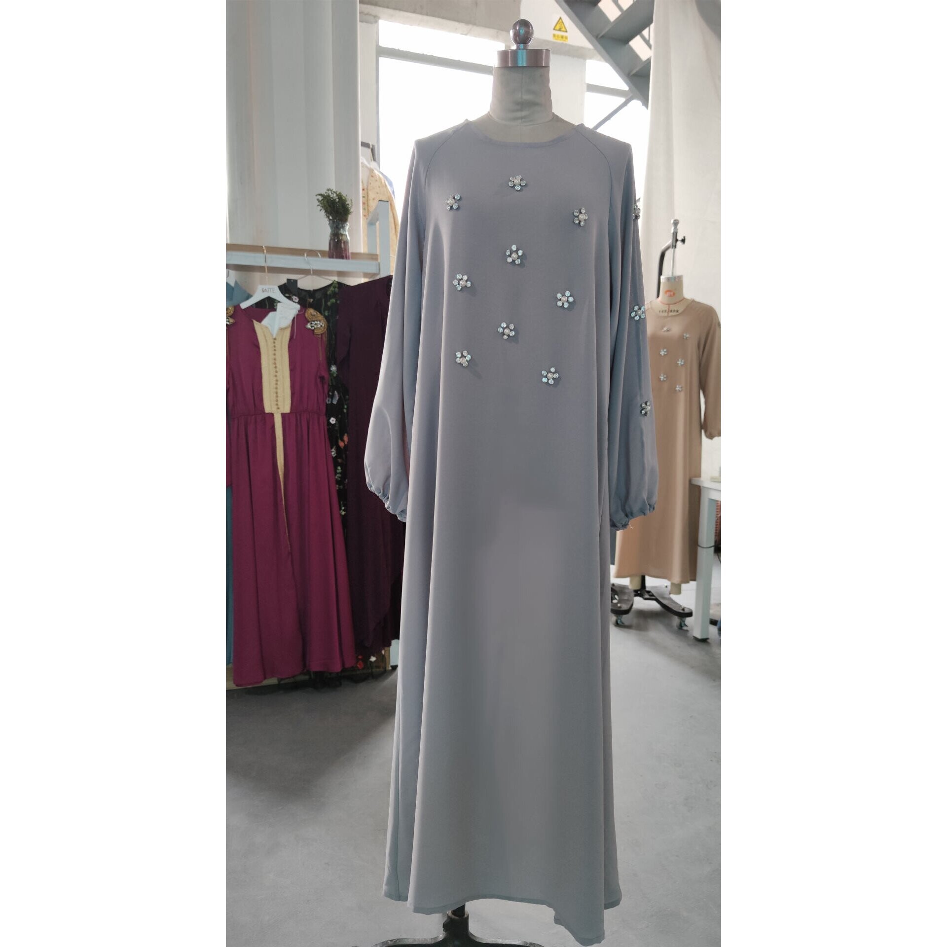Ramadan Eid Mubarak Abaya Muslim Women Dress Diamond Dubai Kaftan Turkey Arabic Hijab Dress ...