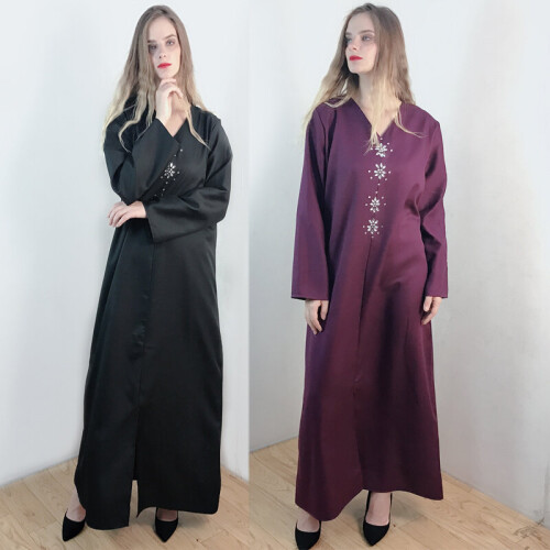 Ramadan Eid Dubai Abaya Turkey Muslim Women Silk Smooth Hijab Dress Musulmane Kaftan Robe ...