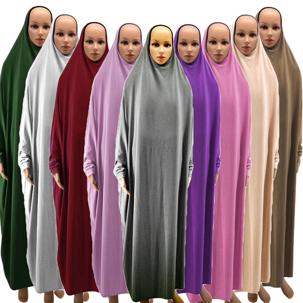 Khimar Muslim Women Prayer Maxi Dress Hijab Islamic Overhead Full Cover ...