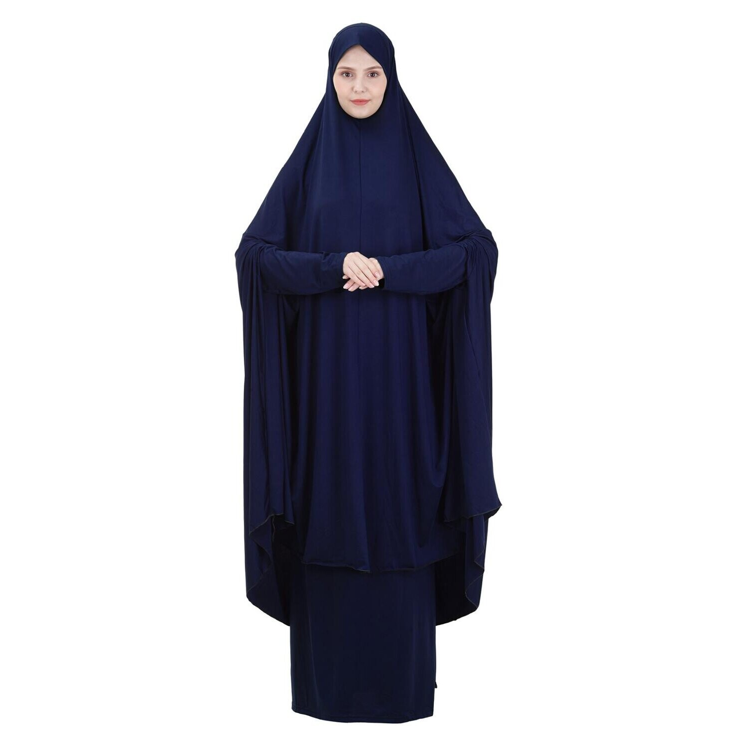 Two-Piece Set Prayer Garment Dress Muslim Women Abaya Jilbab Hijab Long ...