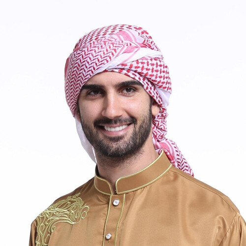 Men Muslim Headwear Hijab Scarf Saudi Arab Dubai Traditional Islamic Accessories Male Headscarf Hijab Plaid Turban Prayer Wear