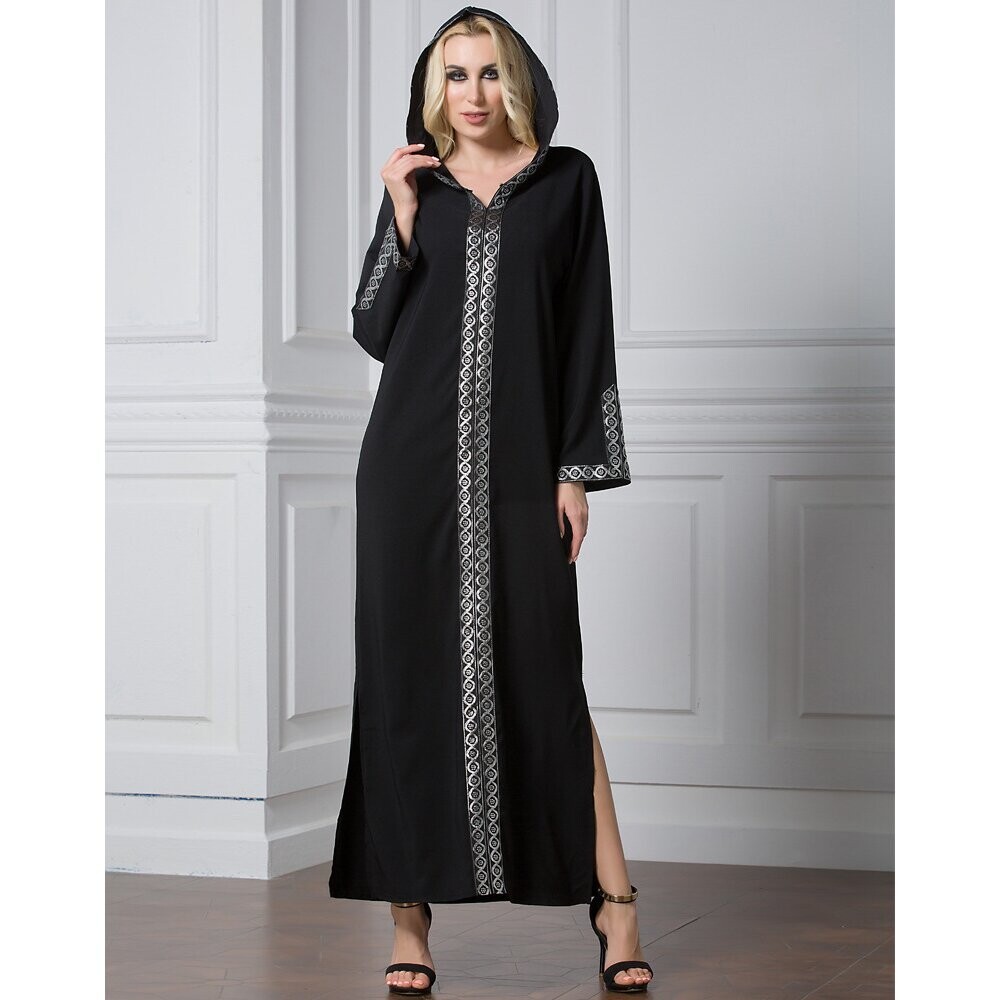 Eid Mubarak Hooded Robe Women Abaya Islamic Hijab Dress Gown Muslim Femme Caftans Middle East ...