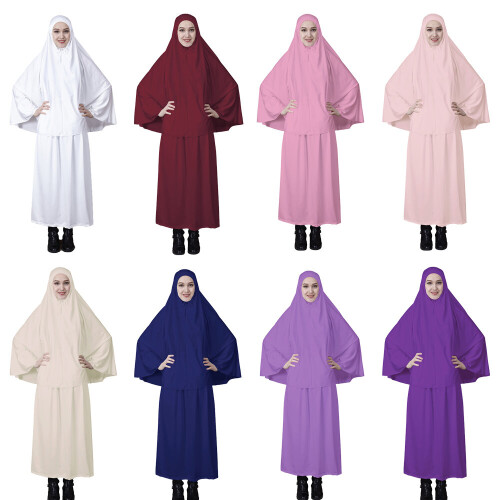 2PCS Muslim Women Prayer Set Abaya Khimar Long Scarf Hijab Jilbab ...