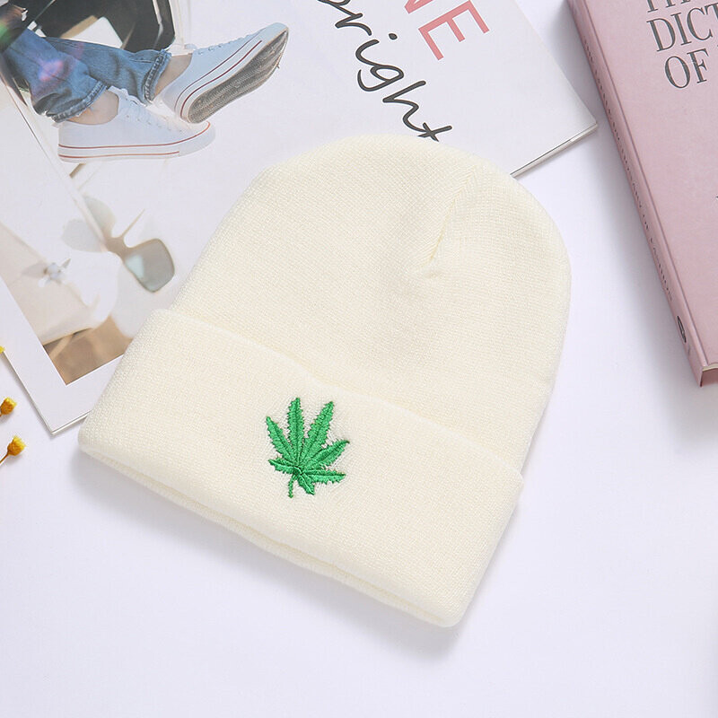 Weed Leaf Hip Hop Punk Knitting Beanies Mens Winter Hats Warm Turban ...