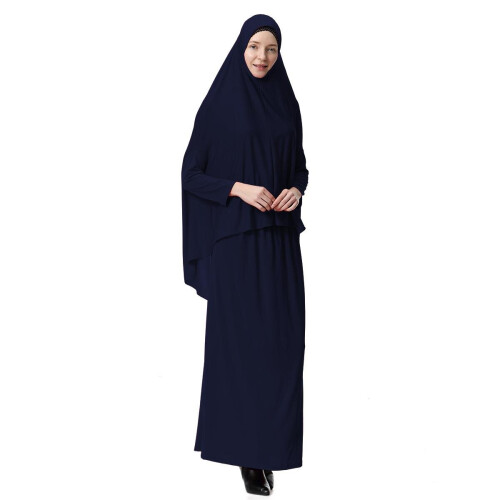 Women 2 Piece Dress Muslim Prayer Set Khimar Abaya Overhead Hijab Skirt ...
