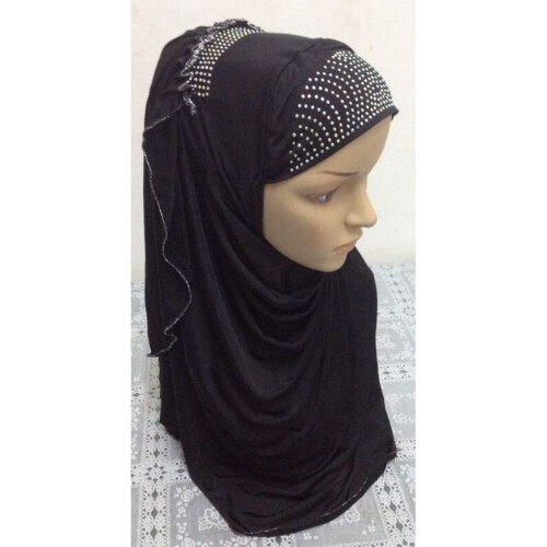 Muslim One Pieces Amira Hijab Ruffle Diamond Headscarf Wrap Shawl