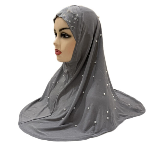 Women Muslim Hijab Hat Turban Beaded Drilling Headscarf Islamic Full ...