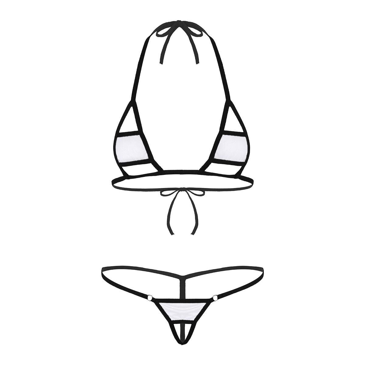 Micro Bikini Sexy Solid Sling Hollow Lotion Girl Beach Sunbathing ...