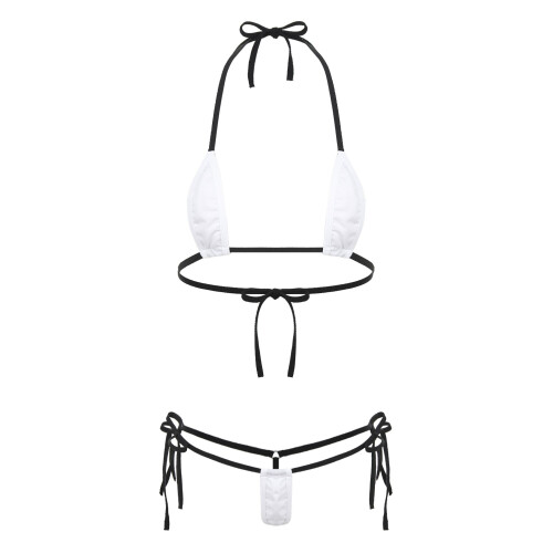 Womens Micro Mini Bikini Suits Swimwear Bathing Suit Lace-up Bikini Bra ...