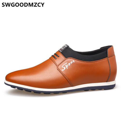 (2 Beige-6) Loafers Elevator Shoes For Men Leather Casual Shoes Men Men ...