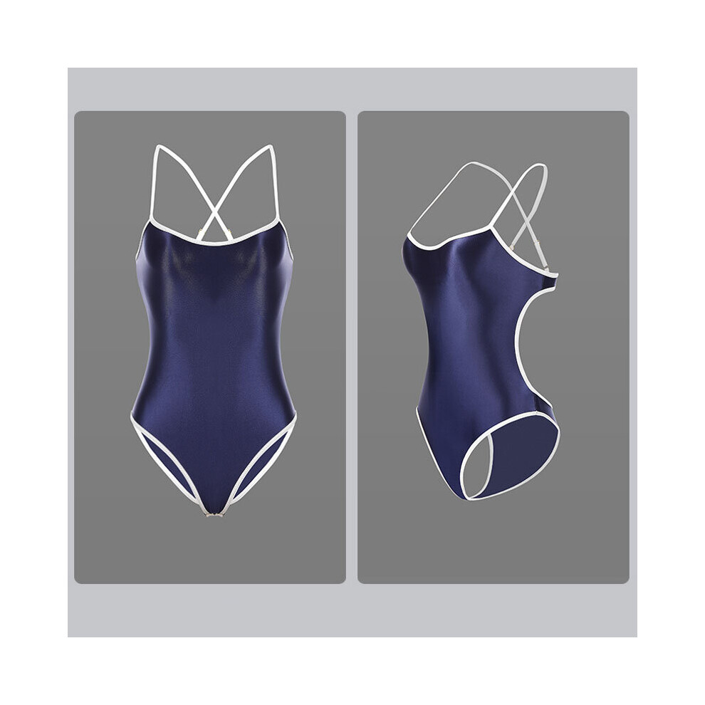 Sexy Women Gloosy High Cut Bodysuit Sexy Leotard Bodysuit Sheer Backless Stage Wear Thong ...