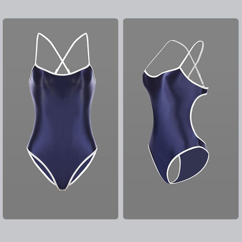 Sexy Women Gloosy High Cut Bodysuit Sexy Leotard Bodysuit Sheer Backless Stage Wear Thong ...