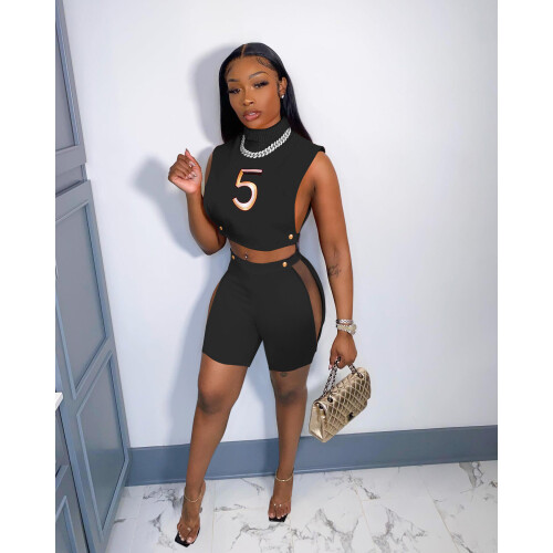 Active Women Two 2 Piece Set Outfits Summer Split Side Knee Length ...