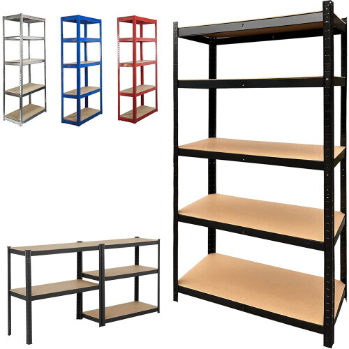 (Red) Garage Shelving Units 5 Tier Black Adjustable Shelving Shelf ...